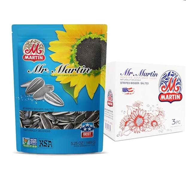 6 Pack of Mr. Martin Freshly Roasted Salted Sunflower Seed | Mr. Martin